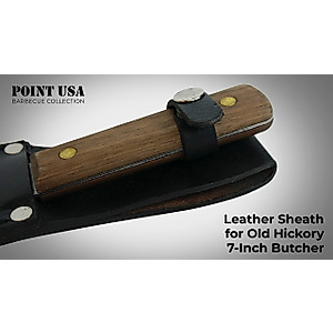 Generic 7 inch Knife Sheath - Made to Fit 7-Inch Old Hickory Butcher Knives OKC Leather with Belt Loop in Color Black (7 Inch)