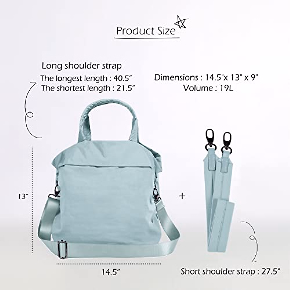 ODODOS 19L Multi Hobo Bags 2.0 with 2 Straps for Women, Totes Handbags, Crossbody Shoulder Bags, Chambray