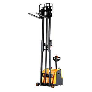 Apollo Counterbalanced Stacker Full Electric Lift 2200 Lbs Capacity 98" Lifting Height Material Hydraulic Lifter, Adjustable Forks with Tilt Function