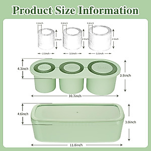 Likiyol Ice Cube Tray for Stanley Cup, Silicone Ice Cube Tray with Lid and Bin for Freezer, 3 Hollow Large Cylinder Tumbler Ice Cube Mold for Drink, Juice, Cocktail, Whiskey, 20Oz/30Oz/40Oz, Green