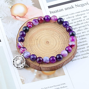 ARHTF Sassenach Gift Scottish Thistle Bracelet,Celtic Thistle Charm Thistle Blessing Amethyst Beads Thistle Flower Jewelry,Scottish Thistle Jewelry for Women (Purple Thistle)