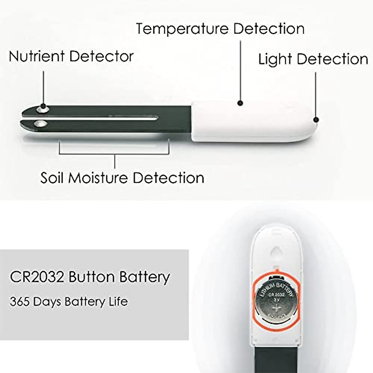 Soil Moisture Meter 4 in 1,Plant Water Monitor,Automatically detect Moisture/Temperature/Light/Fertility,Can Connect to Mobile Phone via Bluetooth,Hygrometer Sensor for Indoor Plants (1pc)