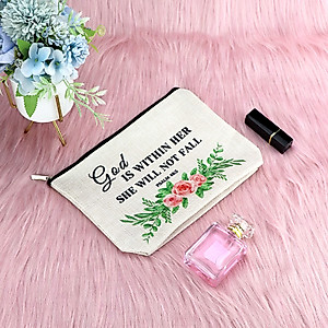 Sfodiary Motivational Gift for Women Makeup Bag Religious Gift for Sister Bible Verse Gift Cosmetic Bag Birthday Gifts for Friend Encouragement Graduation Christmas Gift Travel Cosmetic Pouch
