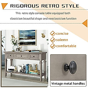 P PURLOVE Console Table with Drawers and Shelf, Sofa Table Entryway Table for Entryway Living Room Hallway (Gray Wash)