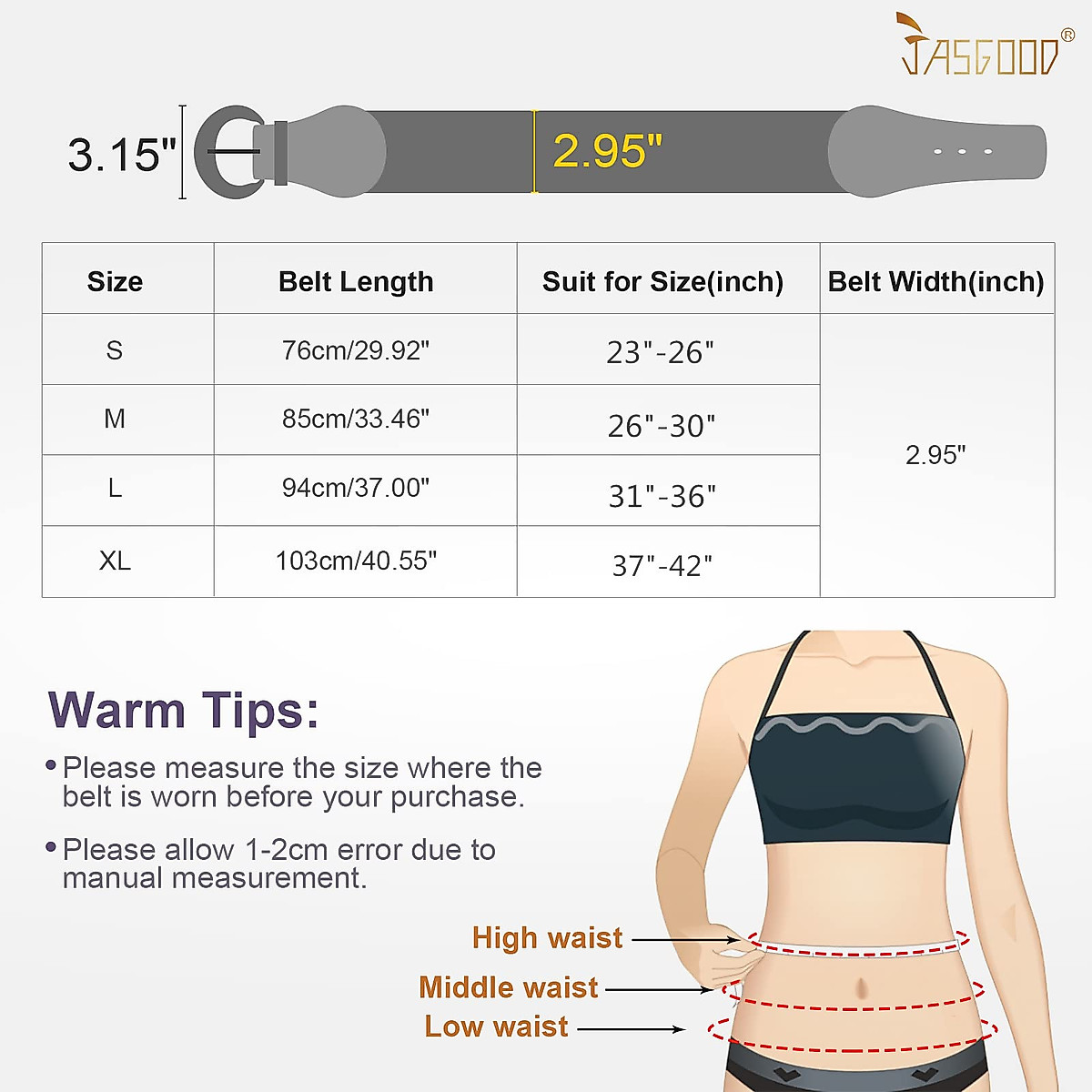 JASGOOD Women Stretchy Wide Waist Belt for Dress Ladies Elastic Belt Hook Buckle (Suit for Size 31-36 Inches,A-Black)