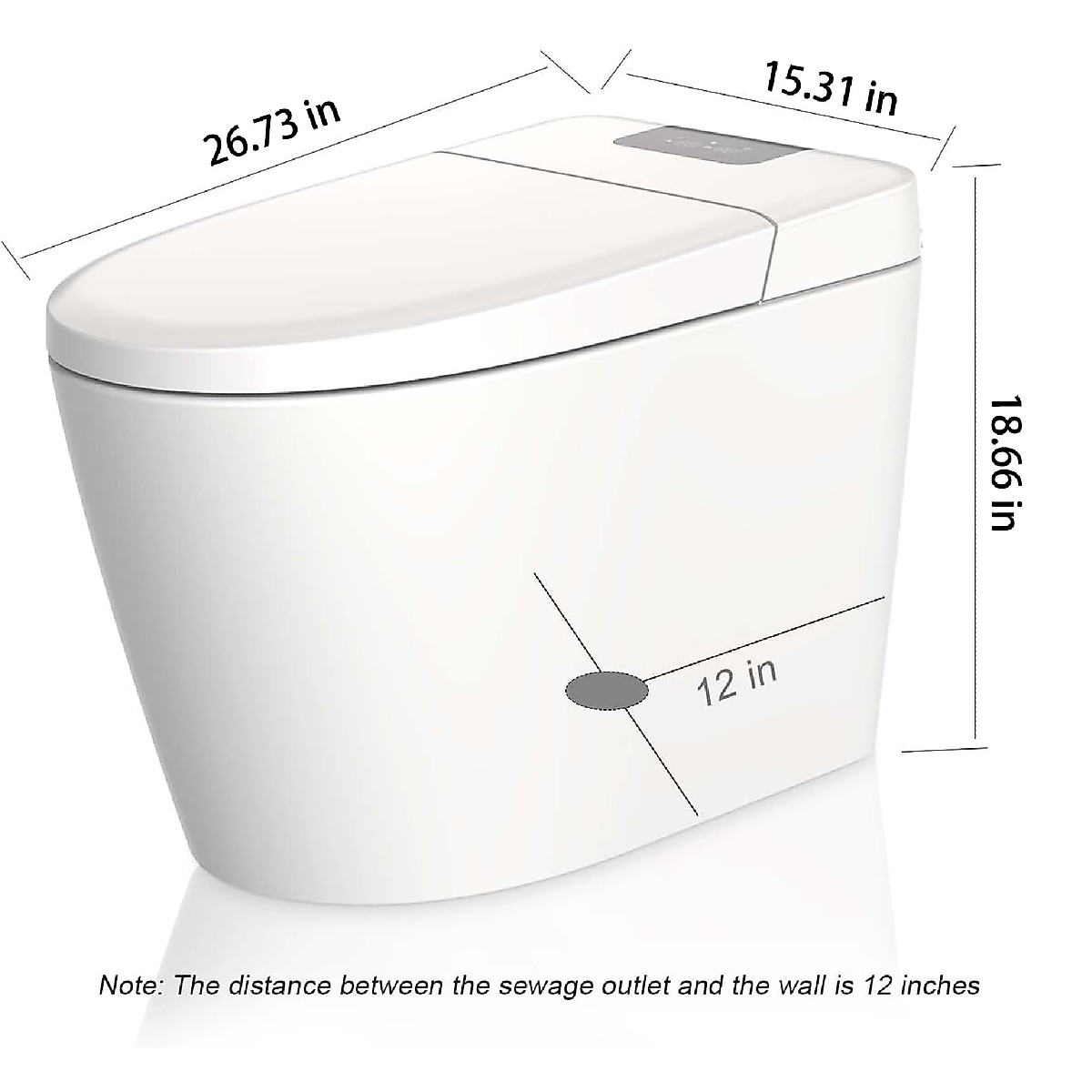 Toilet Smart Toilet Bidet Combo Ceramic White with Foot Sensor Open Cover/Seat Led Display Self-Cleaning Nozzle