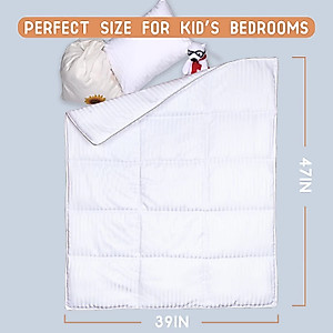 ZPECC Kids Toddler Blanket - 39" x 47" Comforter for Boy and Girls,Baby Quilt for Crib Bed, Stroller, Cot, Daycare, Travel, White Stripe