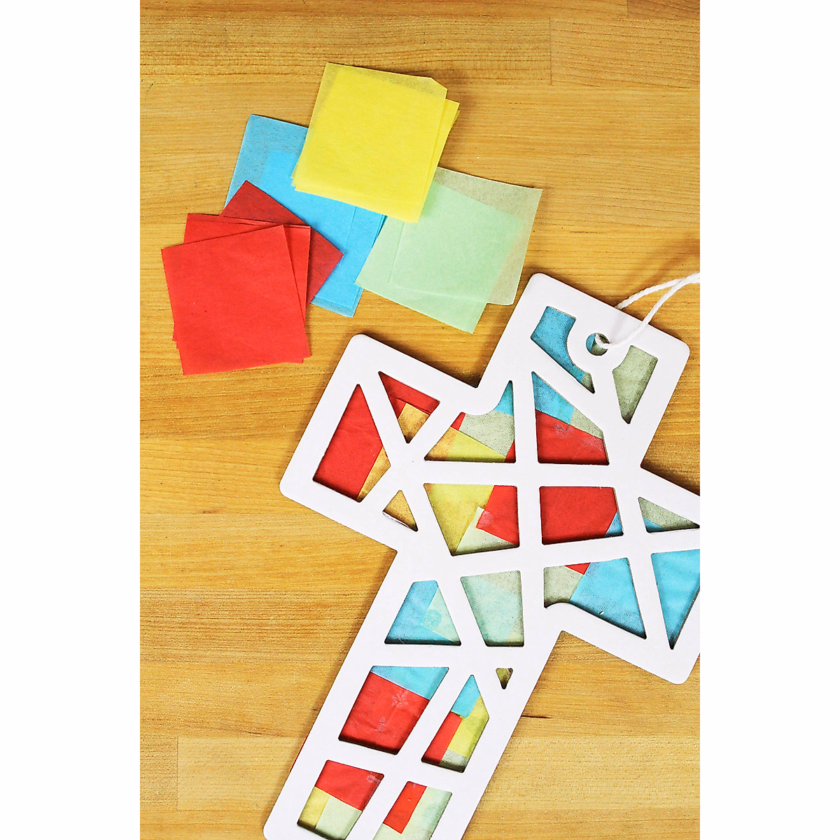 Kipp Brothers DIY Cross Suncatcher Tissue Paper Craft- Great for Sunday School, Vacation Bible School, Classroom Projects & More (24 Per Pack)