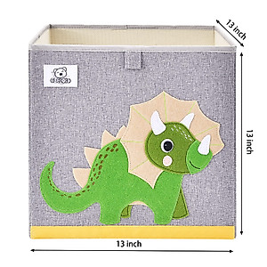 CLCROBD Foldable Animal Cube Storage Bins Fabric Toy Box/Chest/Organizer for Kids Nursery, 13 inch (Llama + Triceratops)