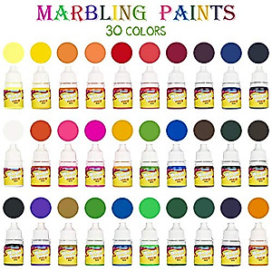 Marbling Paint Kit for Kids, Water Marbling Paint Set, Arts and Crafts for Girls & Boys Ages 6-12, 30 Colors, Ideas for Kids Activities Age 4 5 6 7 8 9 10 Marble Painting