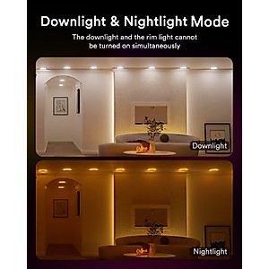 Lumary RGBAI Smart Recessed Lighting 4 Inch with Gradient Accent Light and Night Light 9W 780lm Wi-Fi Recessed Lights Ultra-Thin Can-Killer Downlight Work with Alexa/Google Assistant/Siri, 4PCS