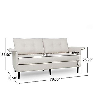 Christopher Knight Home Resaca 3 Seater Sofa, Beige + Dark Brown