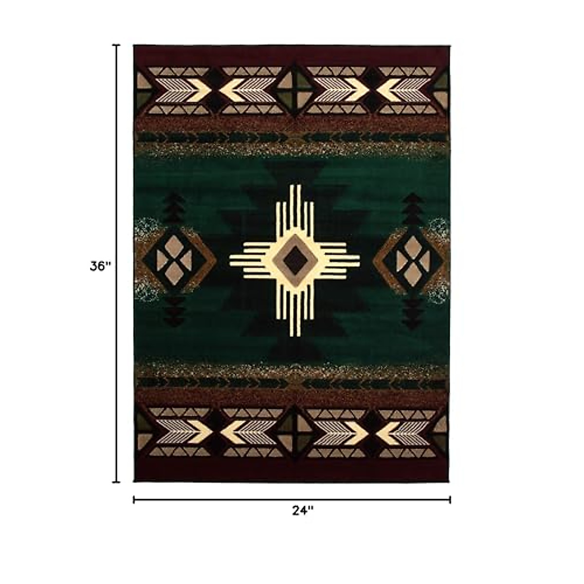 Champion Rugs Southwest Native American Navajo Aztec Tribal Indian Hunter Green Carpet Area Rug (2 Feet X 3 Feet)