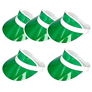 Yuanhe Clear Sun Visor Plastic Casino Dealer Poker Visors Beach Sunhat for Women UV Protection 5PCS Green