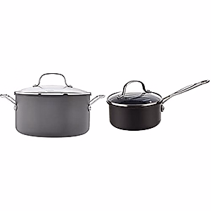 Cuisinart 644-24 Chef's Classic 6-Quart Nonstick-Hard-Anodized, Stockpot w/Cover & 619-14 Chef's Classic 1-Quart Nonstick-Hard-Anodized, Saucepan w/Cover