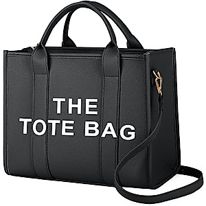 JBB Women Tote Bags PU Leather Cute Crossbody Travel School Office Beach Shoulder Handbags Hobo Satchel with Zipper Black