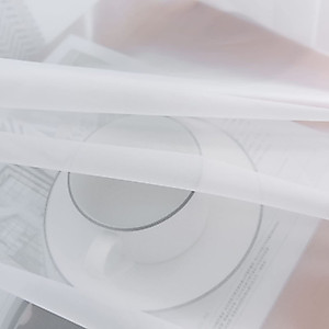 SpaceDresser Basic Rod Pocket Sheer Voile Window Curtain Panels White 1 Pair 2 Panels 52 Width 84 Inch Long for Kitchen Bedroom Children Living Room Yard(White,52 W x 84 L)