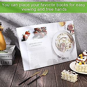 Sintuff 2 Pieces Acrylic Cookbook Holder Stand Clear Cookbook Holder for Kitchen Counter Transparent Recipe Book Stand Easy Viewing Tablet Holder, Fit for Cooking Baking Reading Displaying