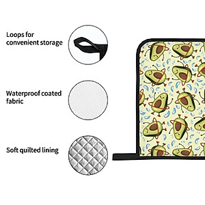 Avocado Oven Mitts and Pot Holders Heat Resistant 4 Pcs Sets Waterproof Non-Slip for BBQ Cooking Baking Grilling