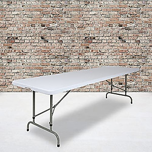 Flash Furniture 8-Foot Height Adjustable Granite White Plastic Folding Table