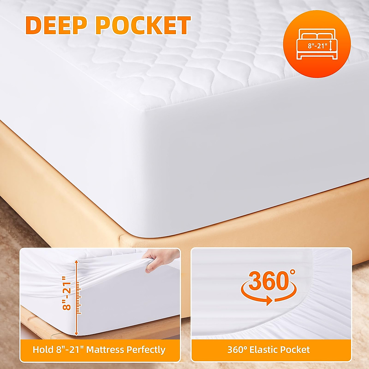 Heated Mattress Pad Queen Size Quilted Electric Mattress Pad with 9 Heat Settings Controller Electric Bed Warmer Fit Up to 21 Inch