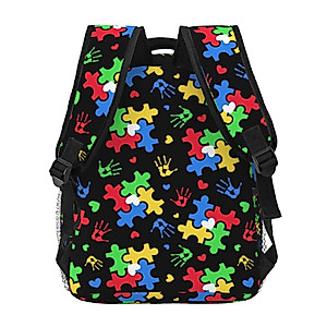 Qurdtt Autism Awareness Backpack School Bag Student Bookbag Travel Hiking Camping Daypack for Girls Boys Adults