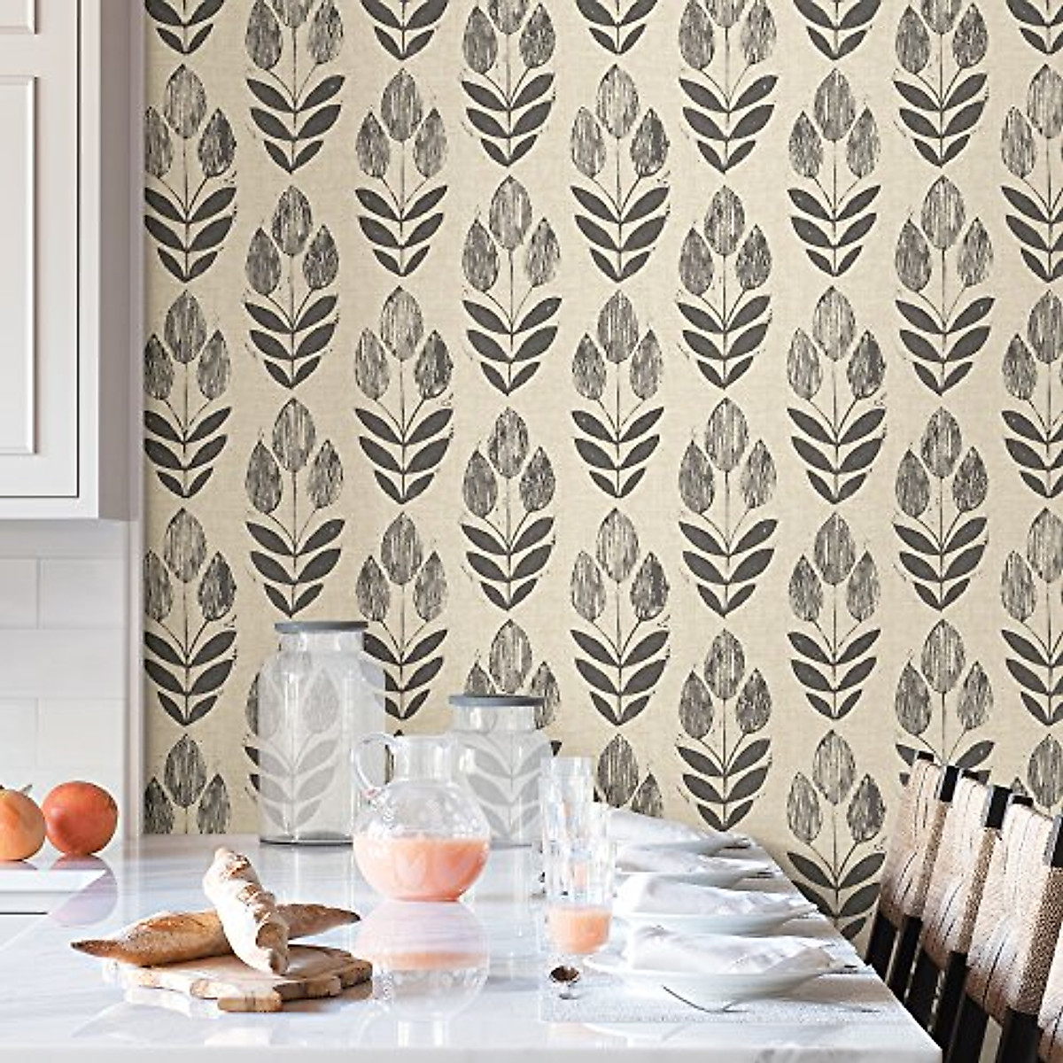 NuWallpaper NU2459 Folk Tulip Peel & Stick Wallpaper, Neutral