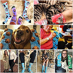 VEELU Personalized Socks with Picture Custom Dog Face Crew Sock for Men Women Kid