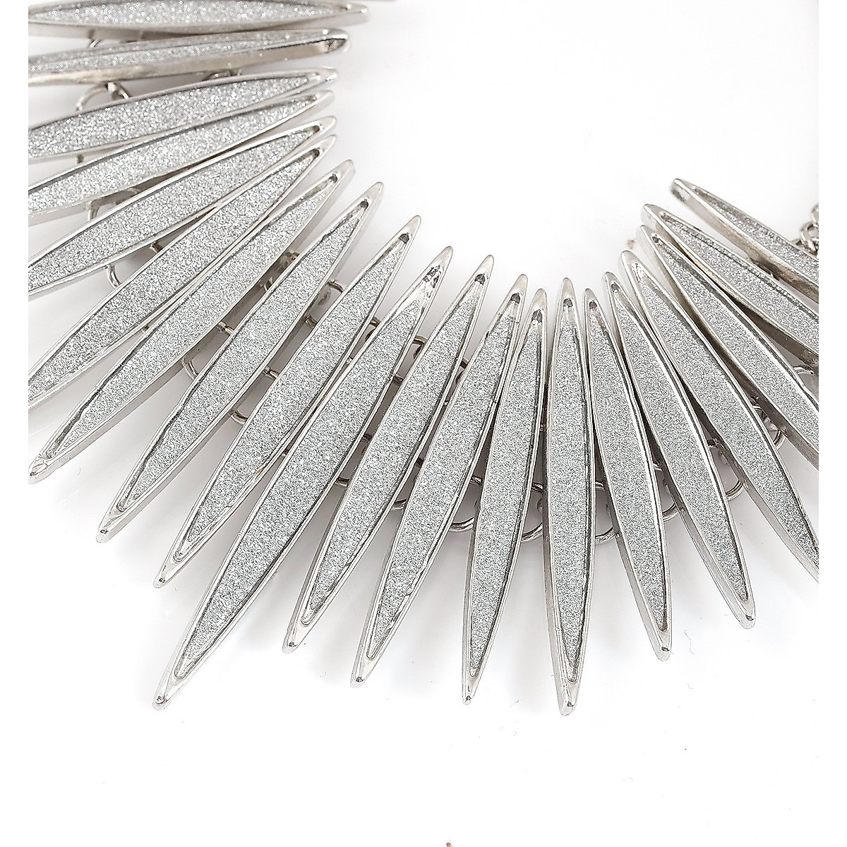 MOLOCH Sparkling Druzy Leaf Choker Necklace Fashion Gold-Tone Collar Necklace Bib Statement Chunky Tribal Necklace Woman Jewelry (silver)