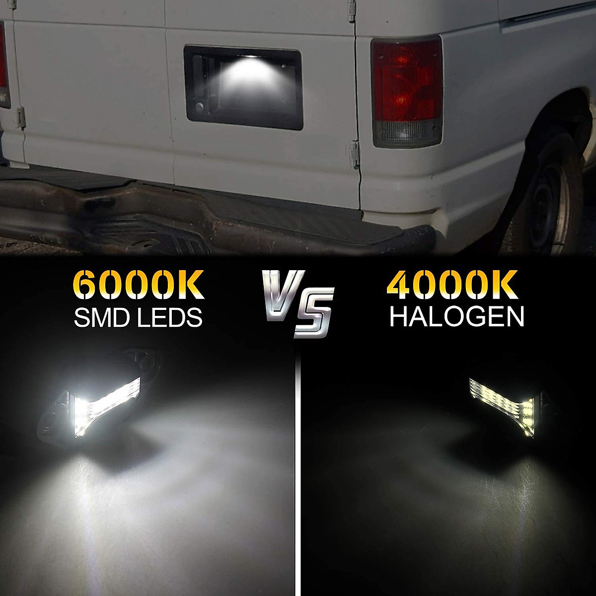 RUXIFEY License Plate Lights Replacement Compatible with Ford E150 E250 E350 E450 E550 Super Duty Econoline Pickup Truck, 6000K White