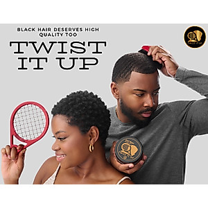 Twist Up Comb (Bond Black) - Alternative for Hair Sponges, Creates Curls and Twists for Black Men, Tennis Racket Design
