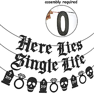Here Lies Single Life Banner Garland for Halloween Bachelorette Party Gothic Bachelorette Party Decorations