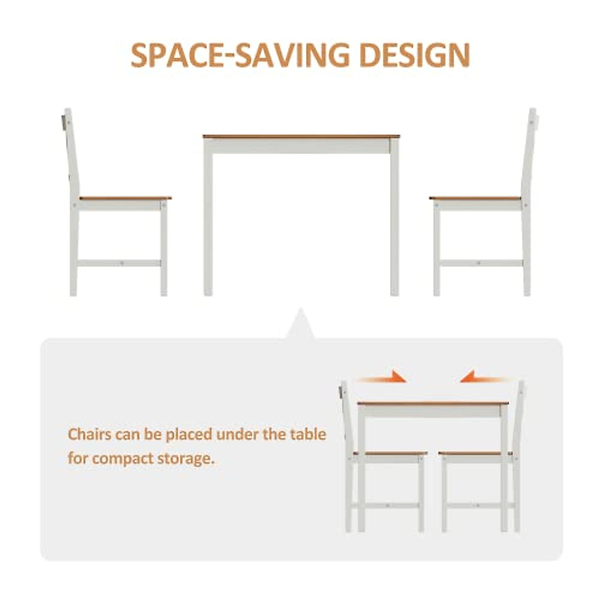 5-Piece Dining Table Set for 4 Person, Kitchen Dinner Table and 4 Chairs (Natural)