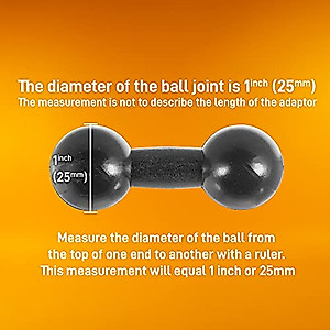 iBOLT 25mm / 1 inch to 25mm / 1 inch Composite Extension Ball Adapter for Industry Standard Dual Ball Socket mounting arms