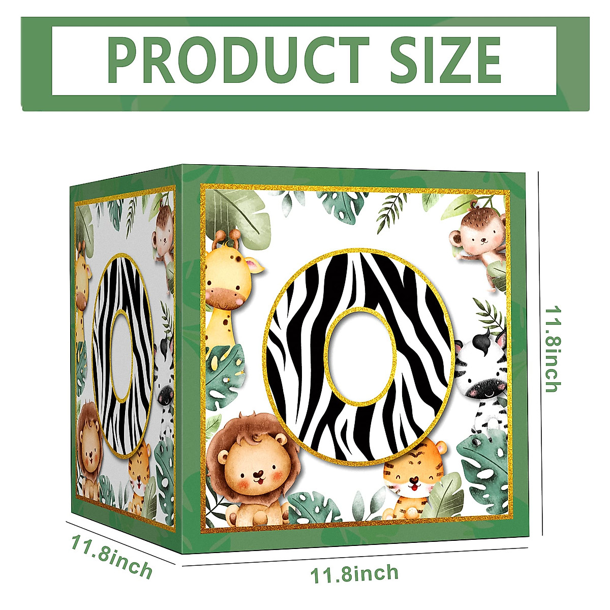 Wild One Balloon Boxes 1st Birthday Party Supplies Jungle Safari Animals Wild One Birthday Decorations for Boy Baby First Birthday Wild One Party Decorations (Green)