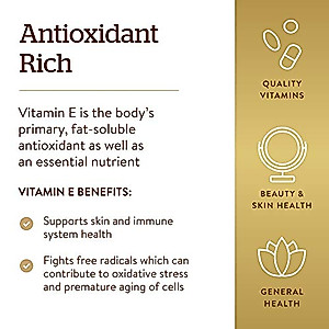 Solgar Vitamin E 268 mg (400 IU), 360 Alpha Softgels - Natural Antioxidant, Skin & Immune System Support - Naturally-Sourced Vitamin E - Gluten Free, Dairy Free - 360 Servings