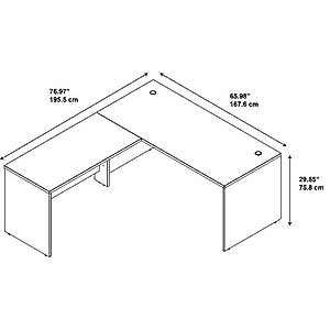 Bush Business Furniture Series C Elite 66W x 30D Desk Shell with 48W Return in Mocha Cherry