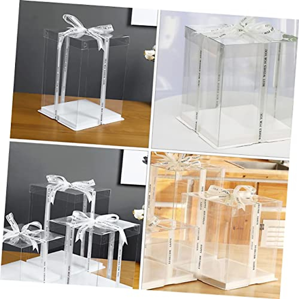 GARVALON 2pcs 3 1 cake box square Cake Carriers clear container with lid Transparent Cake cupcake holder with lid Disposable Cake Containers Carriers baby white gift box the pet Storage Box
