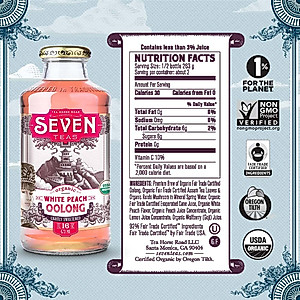 SevenTeas White Peach Oolong Tea, Organic Bottled Iced Teas 16 OZ (Pack of 12 Bottles)