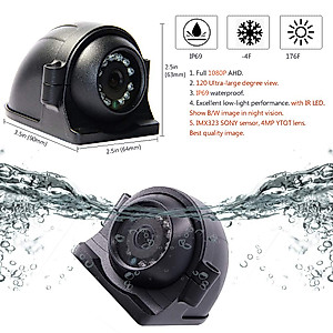 JOINLGO 4-CH 1080P AHD Car Camera System Mobile Vehicle Car DVR Loop Real-time Video Recording 4Pcs 2.0MP HD Waterproof IR Rear Back Side View Car Cameras 7 inches VGA Monitor for Truck Bus RV