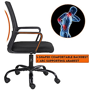 Desk Chairs Set of 6 Home Office Mesh Chair with Wheels Lumbar Support Ergonomic Office Chair Clearance for Bedroom Living Room Home Office Computer Chair Swivel Adjustable 36-40inch Black Chair