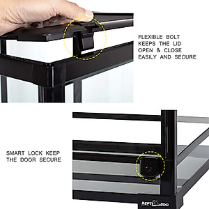 REPTI ZOO Amphibian Habitat Tank 10 Gallon, Full Vision Glass Reptile Terrarium 12" x 12" x 18", Vertical Reptile Tank with Deep Base & Top Screen Ventilation