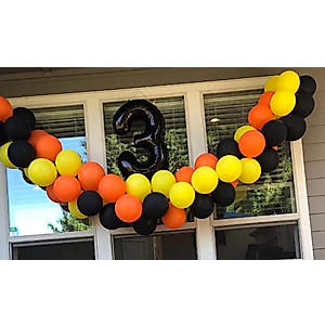 Latex Balloons 60 Pack 12 inches Black,yellow,orange Balloons,Birthday, Wedding, Baby Shower, Party Decoration