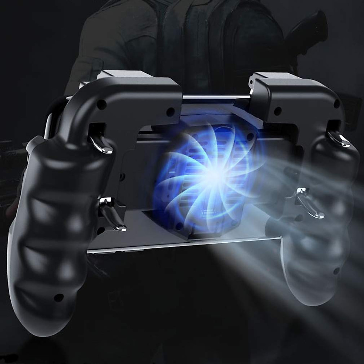 EMISH Mobile Game Controller Gamepad with Power Bank and Cooling Fan Trigger Aim Button L1R1 L2R2 Shoot Joystick for 4.7-6.5" iPhone Android Phone Accesorios (H9)