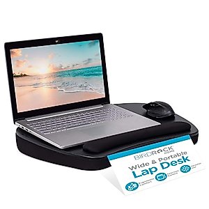 BIRDROCK HOME Oversized Lap Desk with Memory Foam Cushion, Wrist Rest, Portable Tray for Bed, Couch, Sofa, Recliner, Writing, Study, Compact Lapdesk, Ideal for WFH, Matte Black, Fits Laptops Up to 17"