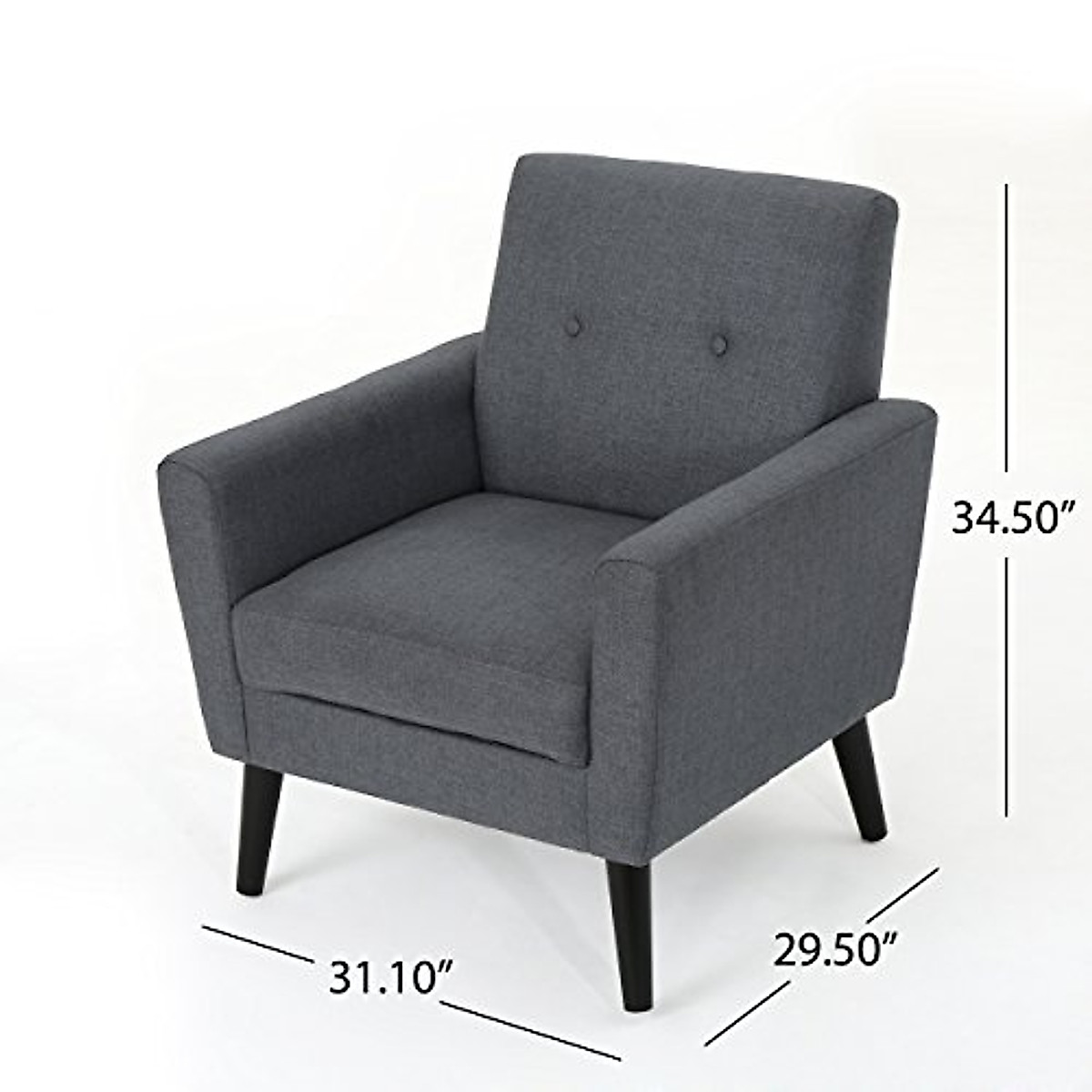 Christopher Knight Home Sienna Mid-Century Modern Fabric Club Chair, Dark Grey