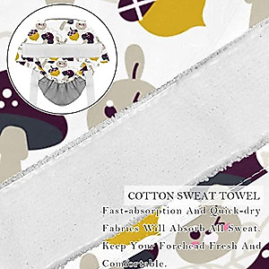 Working Cap with Button for Women 2 Packs, Sweatband Bouffant Scrub Hats, Adjustable Unisex Tie Back Ponytail Hats Hand Drawn Monkey Bunny Acorn & Mashroon