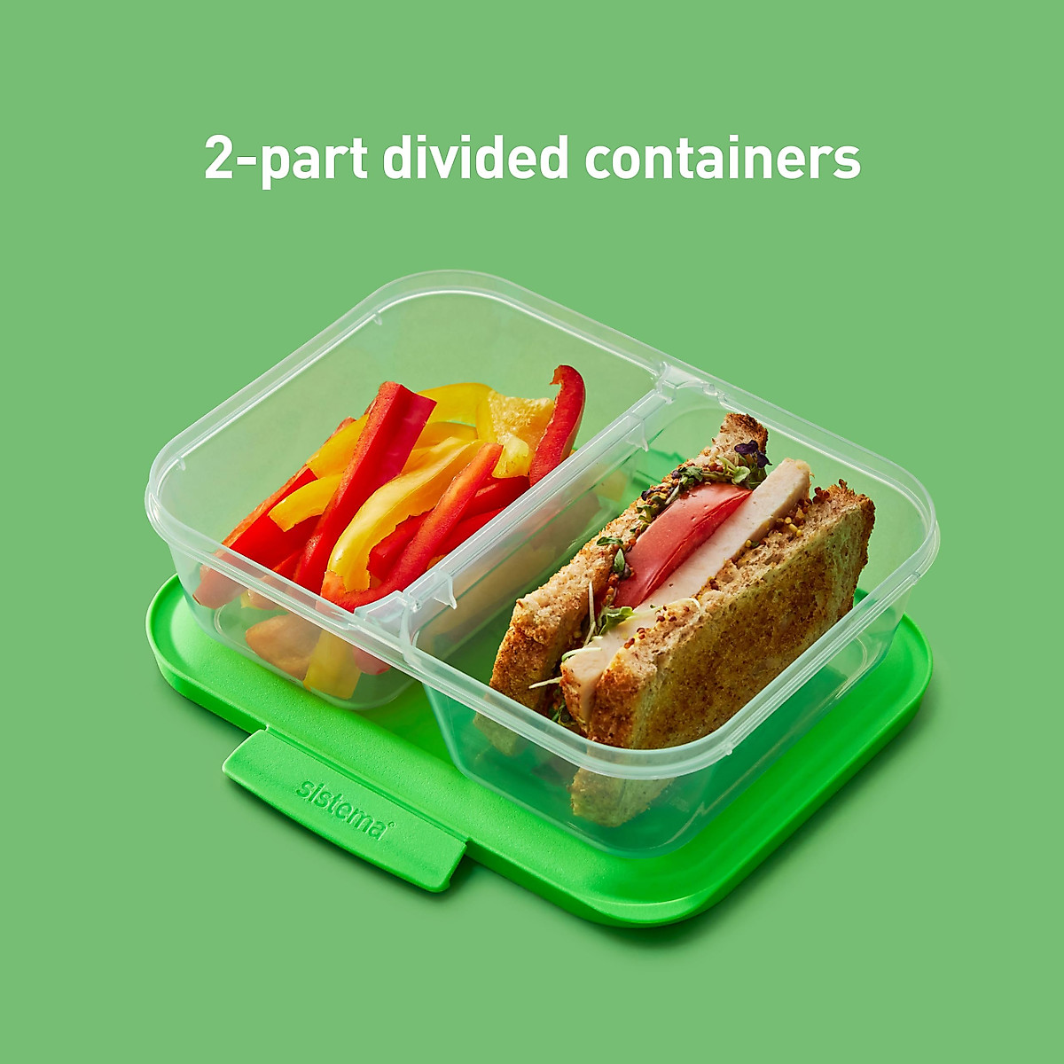 Sistema NEST IT Meal Prep Containers | 870 ml | Airtight Food Storage Containers with Compartments & Lids | BPA-Free | Green | Recyclable with TerraCycle® | 5 Count, White