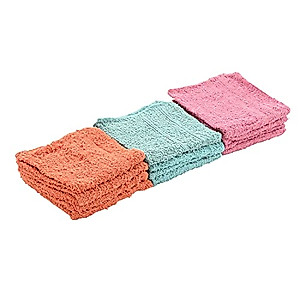 Shop LC 12ct Pink Light Blue Orange Wash Cloths Cotton Quick Drying Ultra Soft