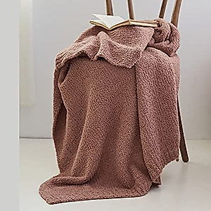 Super Soft Blanket 50”x60” Cozy Throw Blanket Chunky Knit Blanket Fluffy Blankets Throws and Blankets for Couch Sofa Bed Office, Dusty Rose